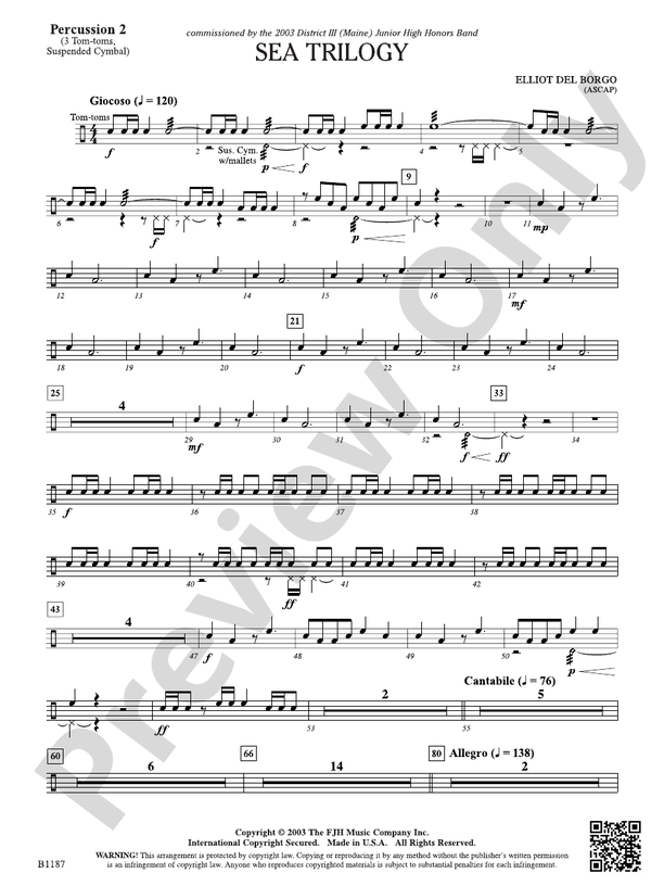Sea Trilogy: Percussion 2: Percussion 2 Part: Elliot Del Borgo ...