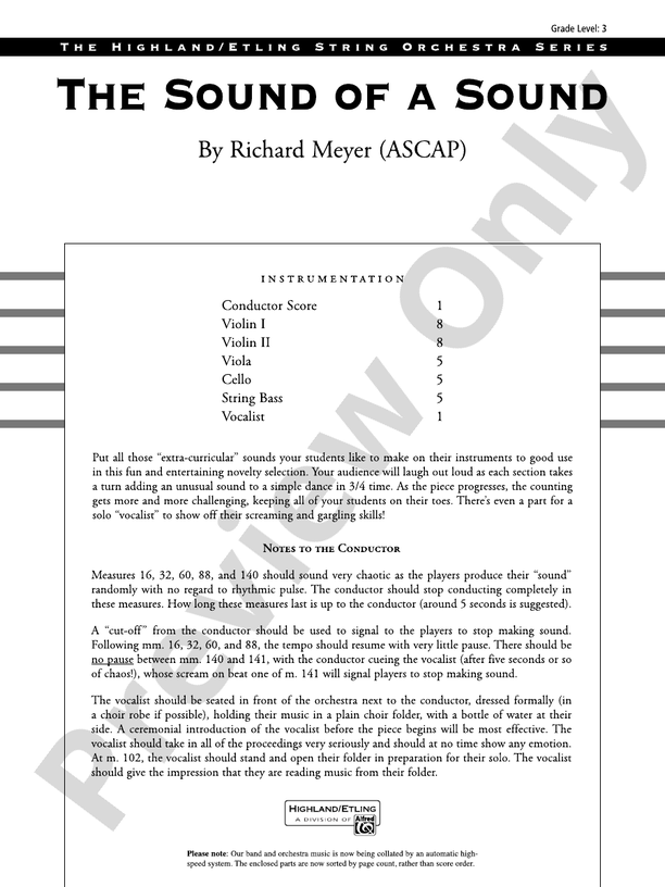 The Sound of a Sound: Score: String Orchestra Score - Digital Sheet ...