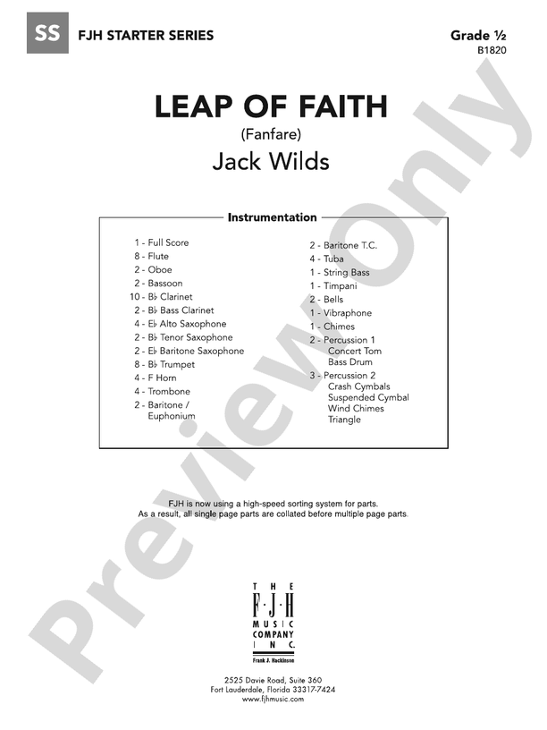 Leap of Faith (Fanfare): Score: Concert Band Score: Jack Wilds ...