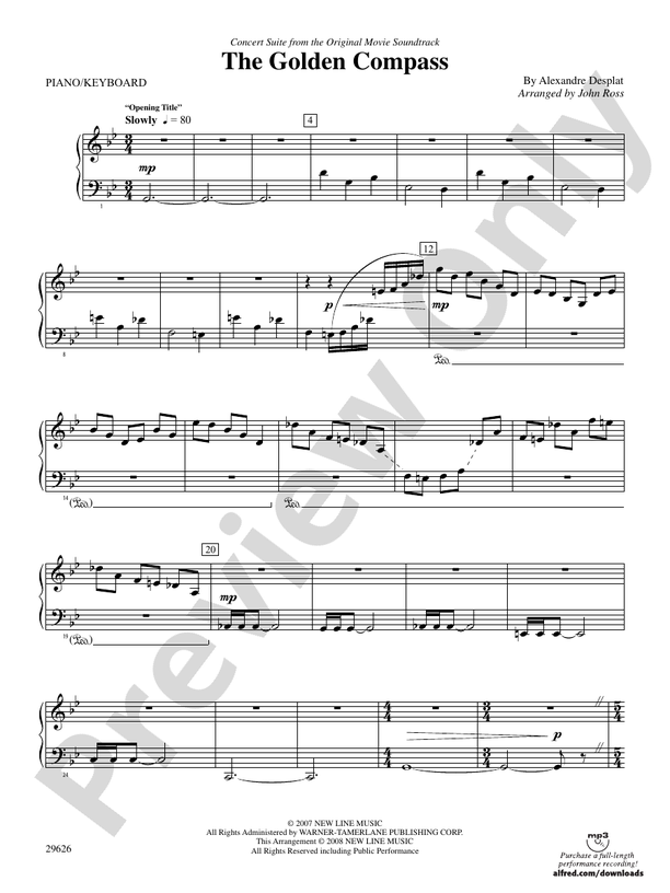 The Golden Compass: Piano Accompaniment: Piano Accompaniment Part ...