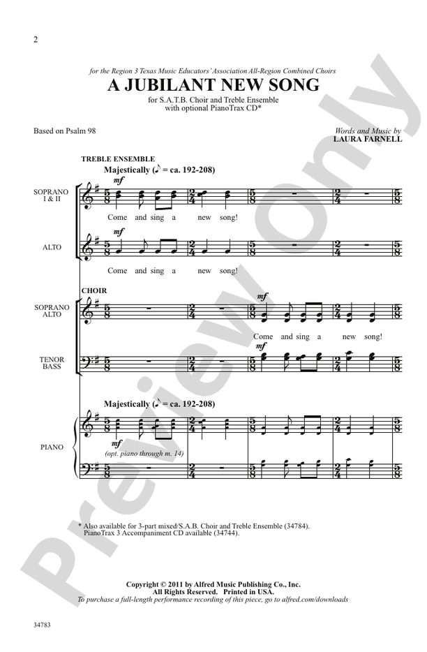 A Jubilant New Song: SATB Choral Octavo: Laura Farnell - Digital Sheet ...