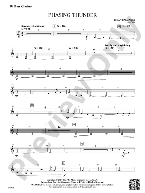 Phasing Thunder: B-flat Bass Clarinet: B-flat Bass Clarinet Part: Brian ...
