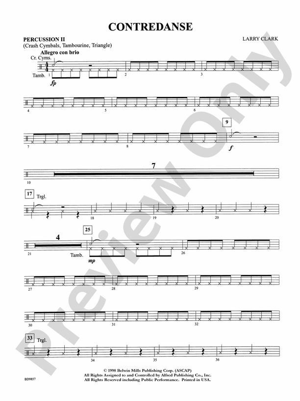 Contredanse: 2nd Percussion: 2nd Percussion Part - Digital Sheet Music Download