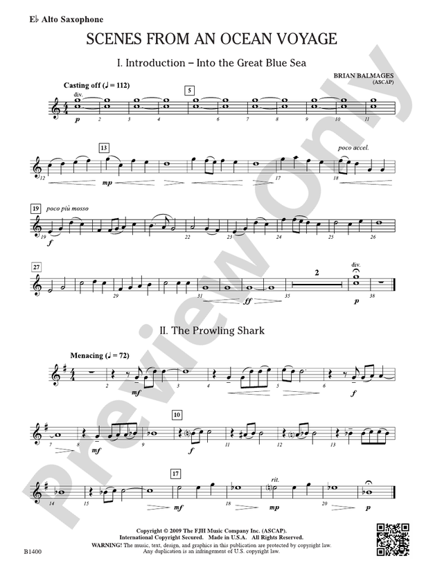 Scenes from an Ocean Voyage: E-flat Alto Saxophone: E-flat Alto Saxophone Part: Brian Balmages ...