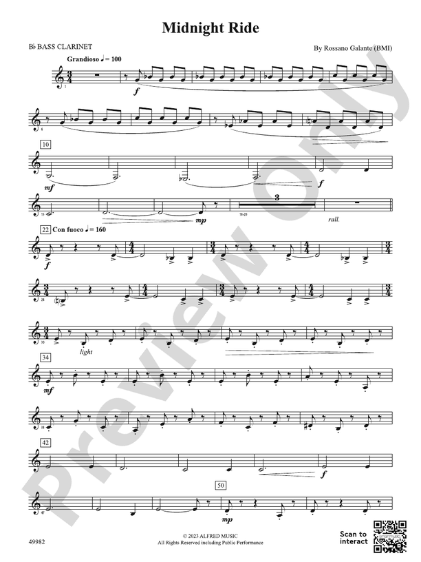 Midnight Ride: B-flat Bass Clarinet: B-flat Bass Clarinet Part ...