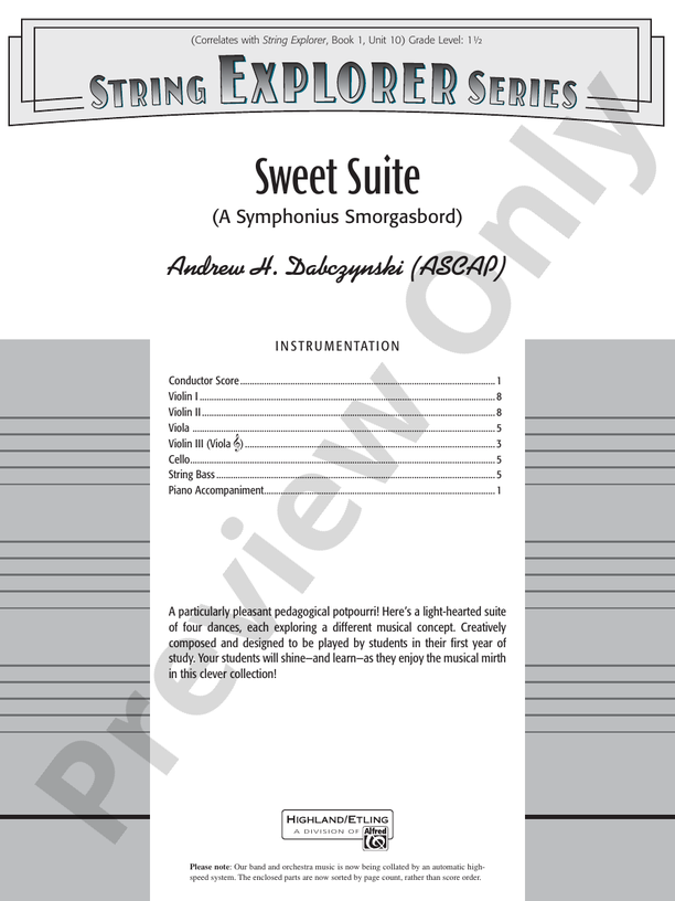 Sweet Suite: Score: String Orchestra Score - Digital Sheet Music Download