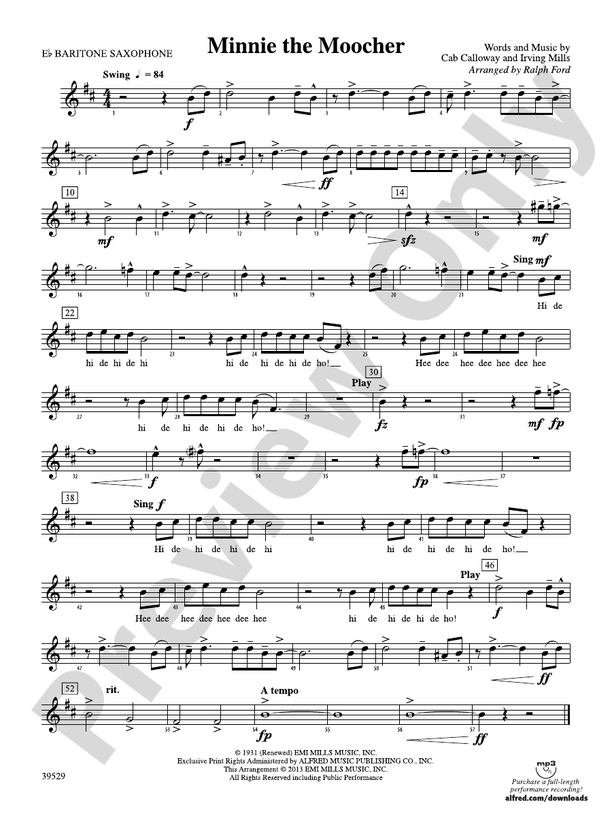 Minnie the Moocher: E-flat Baritone Saxophone: E-flat Baritone ...