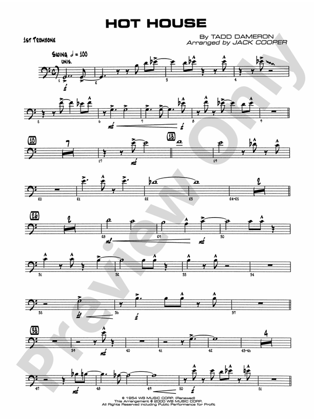 Hot House: 1st Trombone: 1st Trombone Part - Digital Sheet Music Download