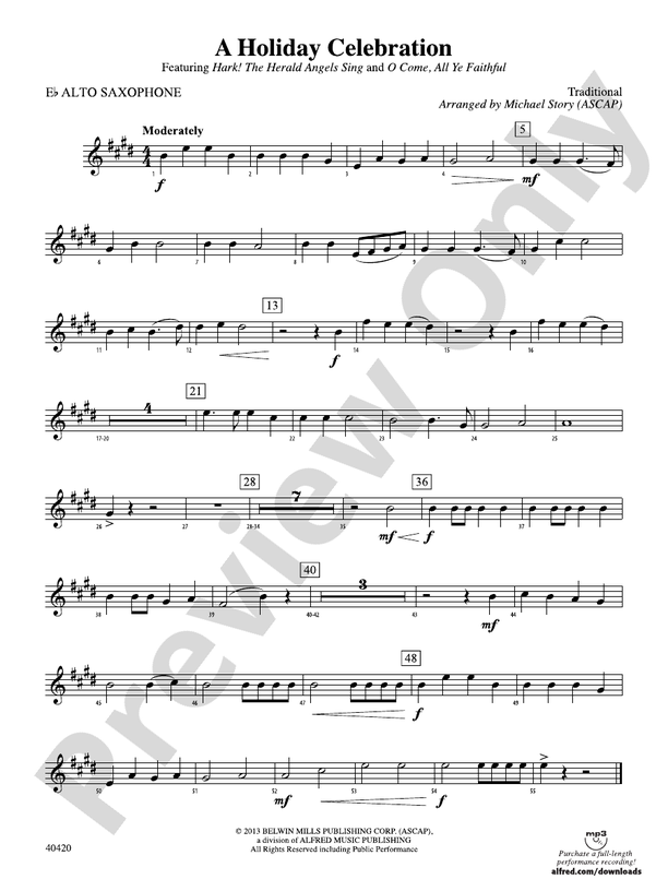 A Holiday Celebration: E-flat Alto Saxophone: E-flat Alto Saxophone Part - Digital Sheet Music ...