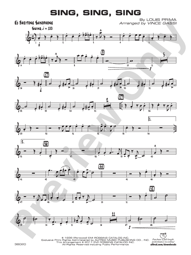 Sing, Sing, Sing: E-flat Baritone Saxophone: E-flat Baritone Saxophone ...