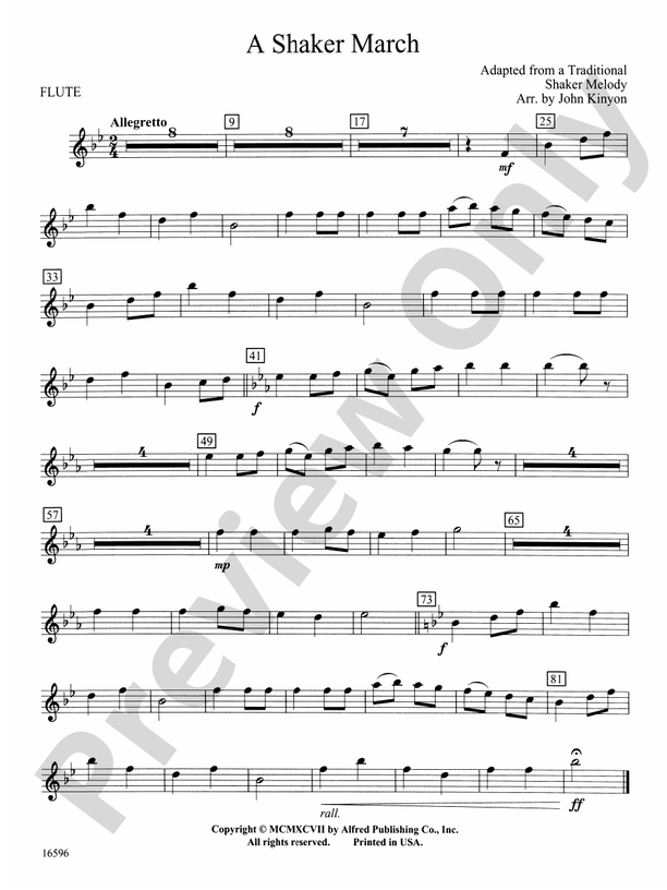A Shaker March: Flute: Flute Part - Digital Sheet Music Download