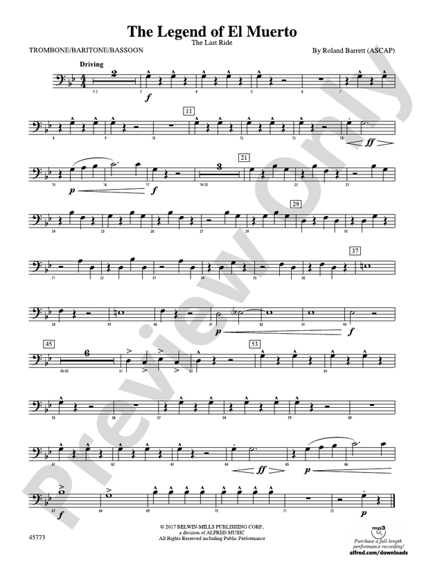 The Legend of El Muerto: 1st Trombone: 1st Trombone Part - Digital ...