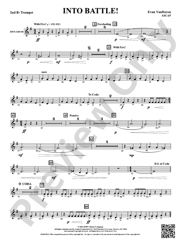 Into Battle!: 2nd B-flat Trumpet: 2nd B-flat Trumpet Part: Evan VanDoren - Digital Sheet Music ...