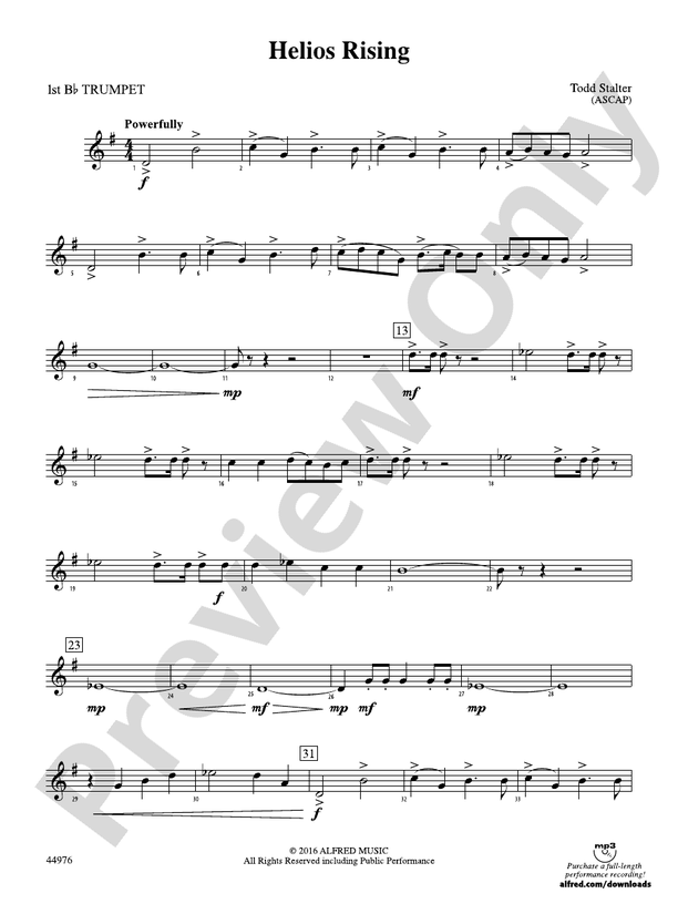 Helios Rising: 1st B-flat Trumpet: 1st B-flat Trumpet Part - Digital ...