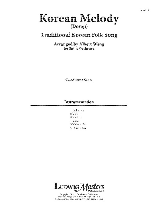 Korean Melody: Doraji: String Orchestra Conductor Score: Albert Wang ...