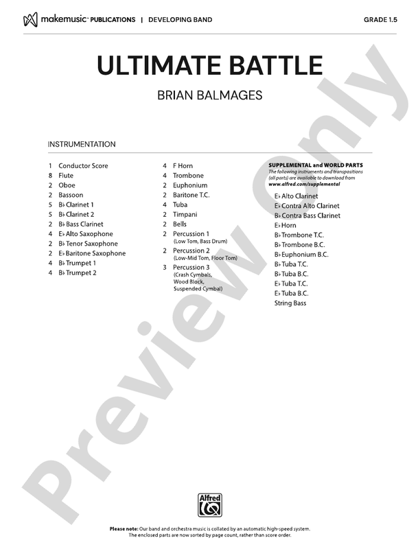 Ultimate Battle: Score: Concert Band Score - Digital Sheet Music Download