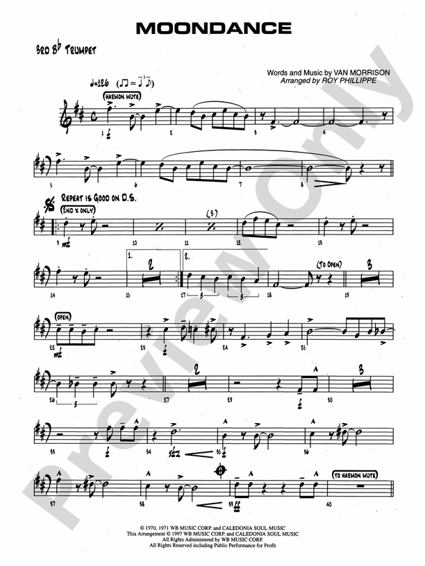 Moondance: 3rd B-flat Trumpet: 3rd B-flat Trumpet Part - Digital Sheet Music Download