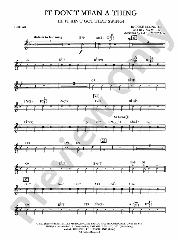 It Don't Mean a Thing (If It Ain't Got That Swing): Guitar: Guitar Part ...
