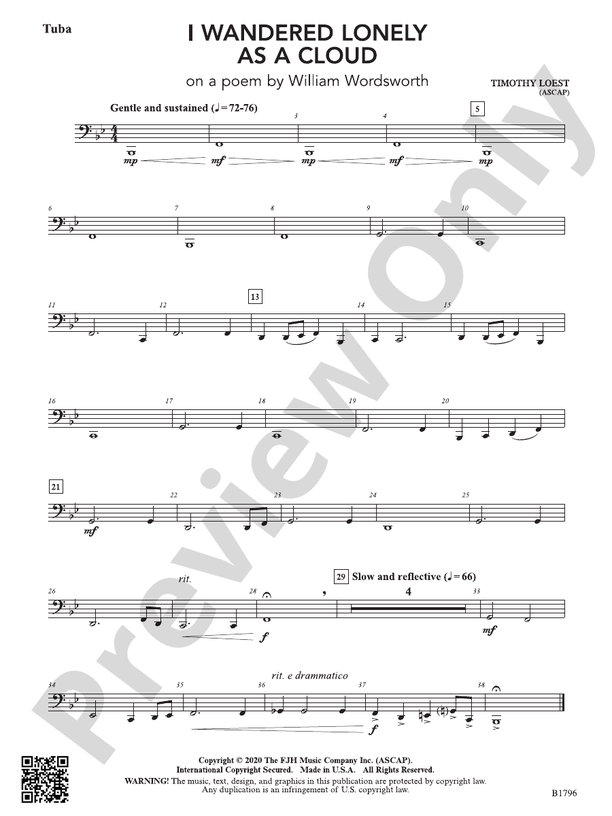 I Wandered Lonely as a Cloud (on a poem by William Wordsworth): Tuba ...