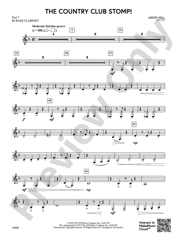 The Country Club Stomp!: Part 7 - B-flat Bass Clarinet: Part 7 - B-flat ...