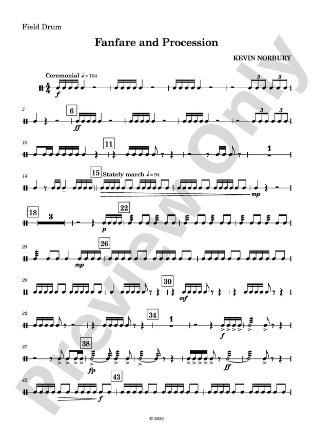 Fanfare and Procession: 1st Percussion: 1st Percussion Part - Digital Sheet Music Download