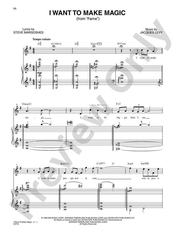 I Want to Make Magic (From "Fame-the Musical"): Voice: Jacques Levy ...