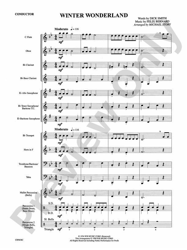 Winter Wonderland: Score: Concert Band Score - Digital Sheet Music Download