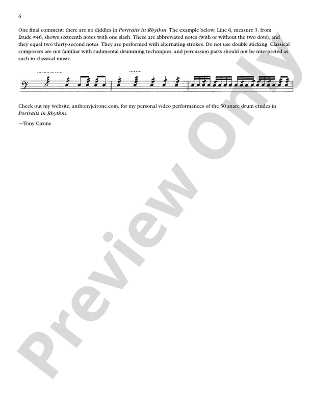 Portraits in Rhythm: Advanced Edition: Snare Drum: Anthony J. Cirone ...