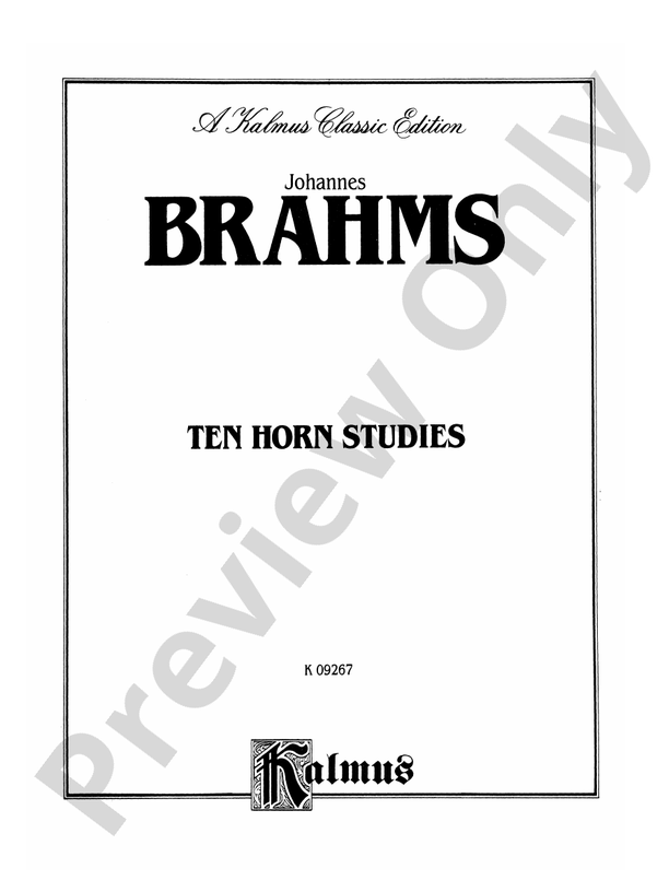 Brahms: Ten Horn Studies, Op. posth: Ten Horn Studies, Op. posth Part - Digital Sheet Music Download