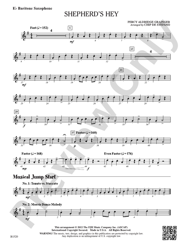 Shepherd's Hey: E-flat Baritone Saxophone: E-flat Baritone Saxophone ...