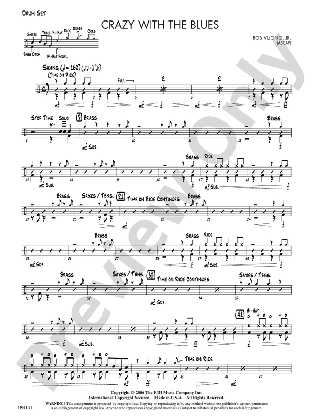 Crazy with the Blues: Drum Set: Drum Set Part: Rob Vuono Jr. - Digital ...