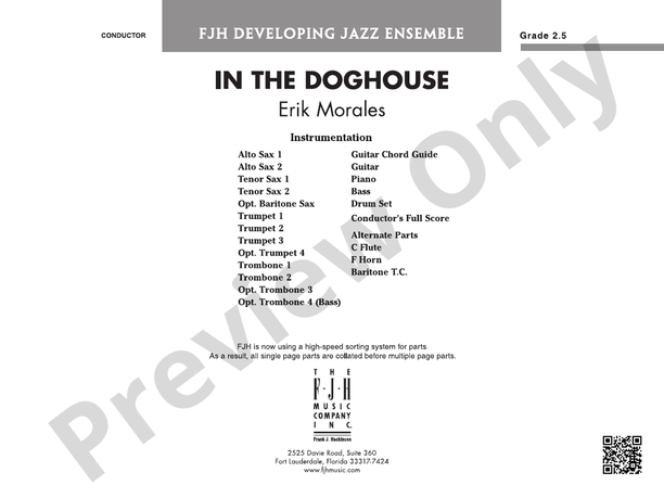 In the Doghouse: Jazz Ensemble Conductor Score & Parts: Erik Morales ...