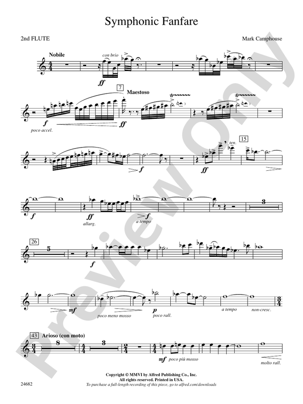 Symphonic Fanfare: 2nd Flute: 2nd Flute Part - Digital Sheet Music Download