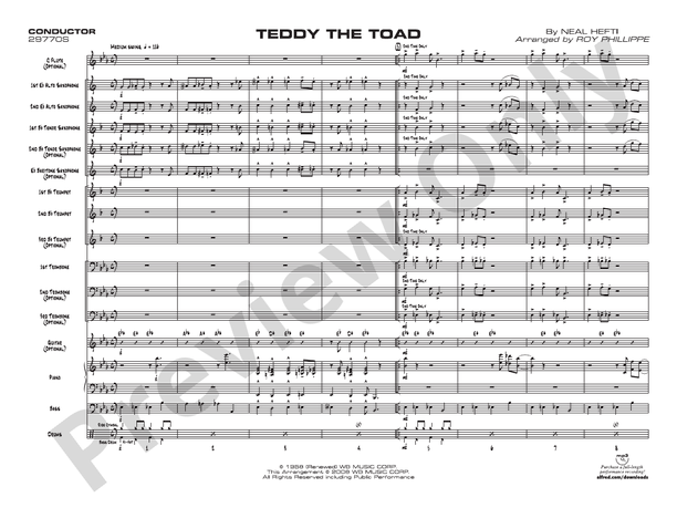 Teddy the Toad: Jazz Ensemble Conductor Score & Parts: Neal Hefti ...