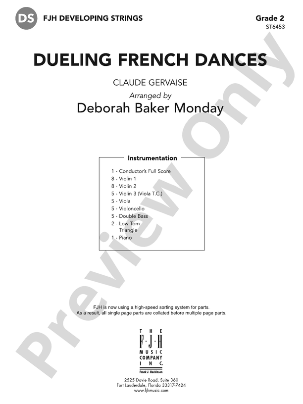 Dueling French Dances: String Orchestra Conductor Score & Parts: Claude ...