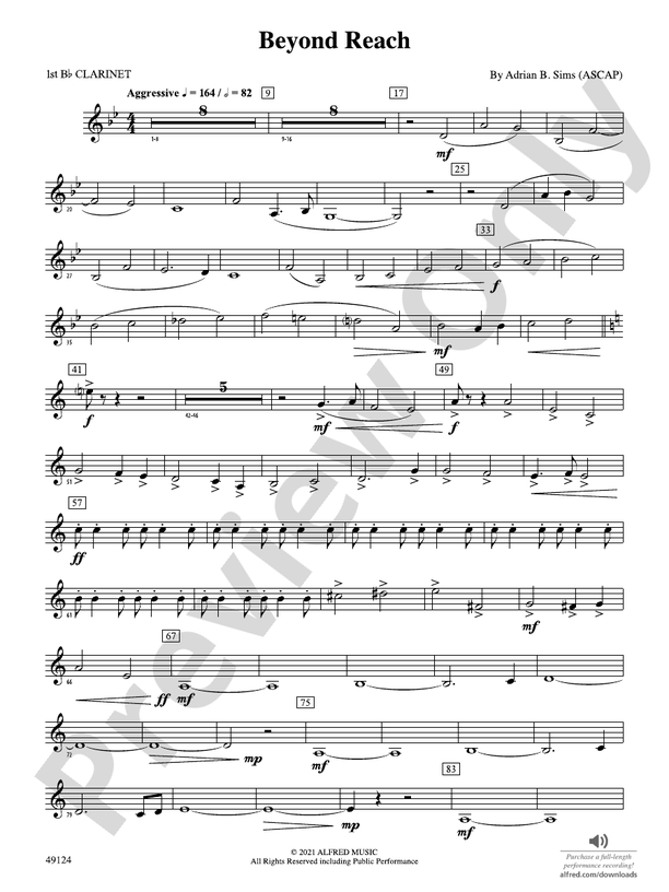 Beyond Reach: 1st B-flat Clarinet: 1st B-flat Clarinet Part - Digital ...