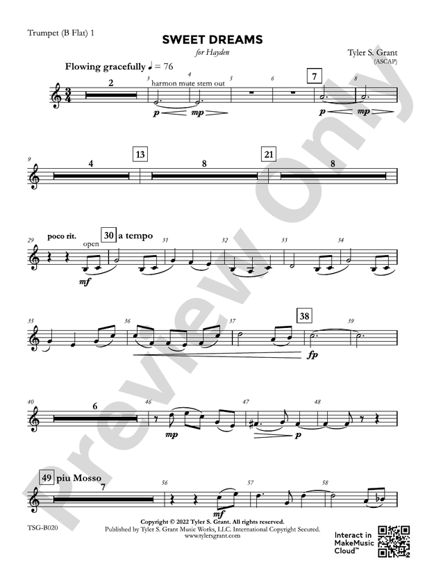 Sweet Dreams: 1st B-flat Trumpet: 1st B-flat Trumpet Part - Digital ...