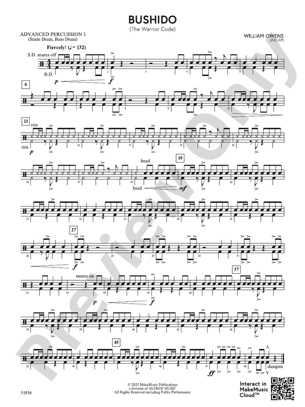 Bushido: Advanced Percussion 1: Advanced Percussion 1 Part - Digital ...
