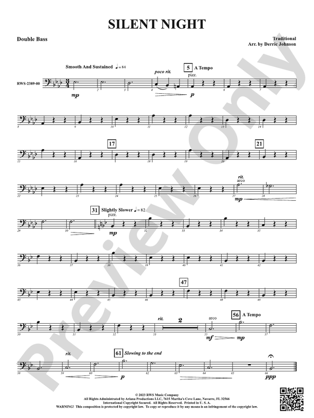 Silent Night: String Bass: String Bass Part - Digital Sheet Music Download