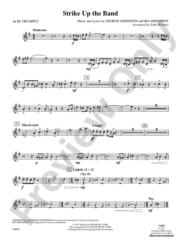 Strike Up the Band: 1st B-flat Trumpet: 1st B-flat Trumpet Part - Digital Sheet Music Download