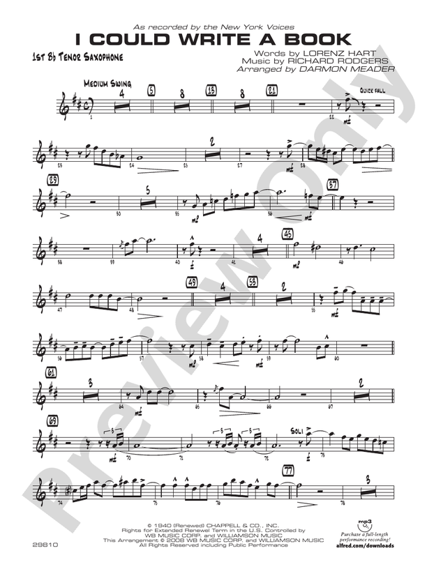 I Could Write a Book: B-flat Tenor Saxophone: B-flat Tenor Saxophone ...