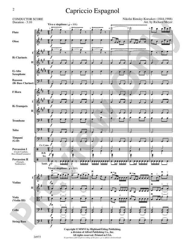 Capriccio Espagnol: Score: Full Orchestra Score - Digital Sheet Music ...
