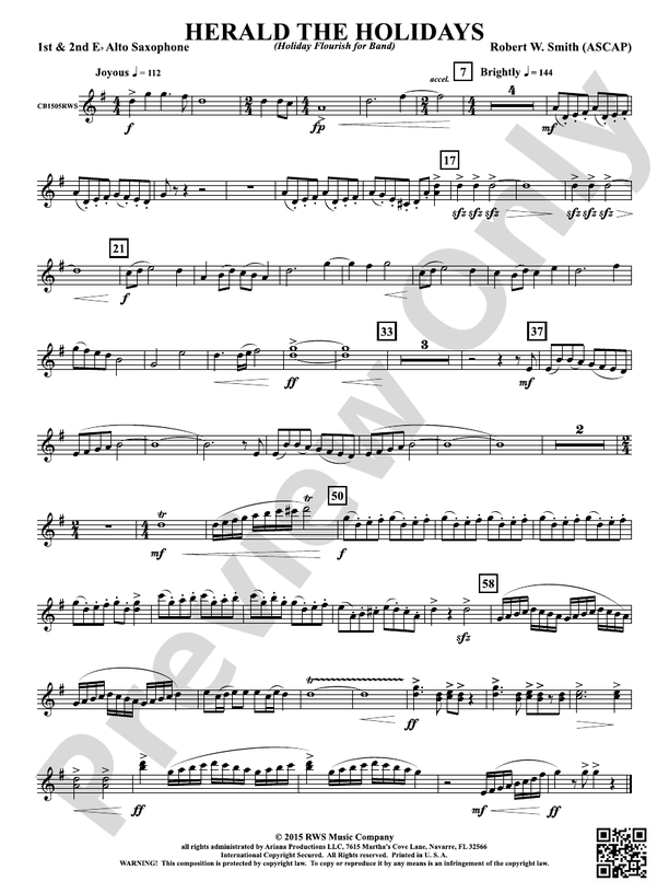 Herald the Holidays: 1st & 2nd E-flat Alto Saxophone: 1st & 2nd E-flat Alto Saxophone Part ...