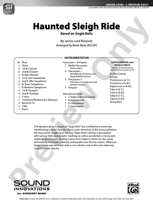 Haunted Sleigh Ride: Score: Concert Band Score - Digital Sheet Music ...
