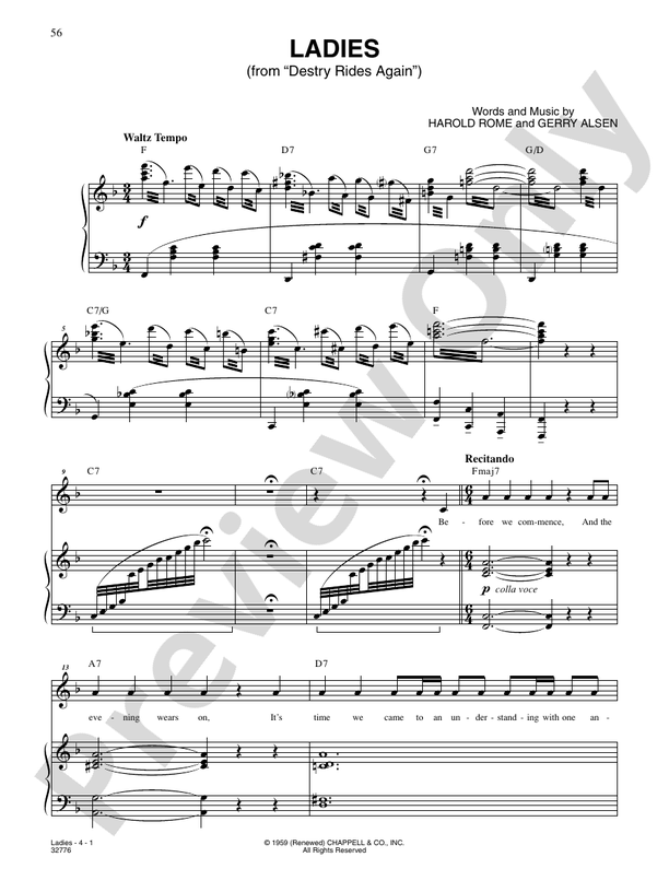 Ladies (From "Destry Rides Again"): Voice: Gerry Alsen - Digital Sheet ...