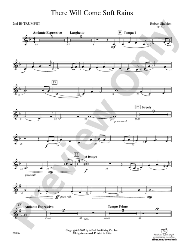 There Will Come Soft Rains: 2nd B-flat Trumpet: 2nd B-flat Trumpet Part - Digital Sheet Music ...