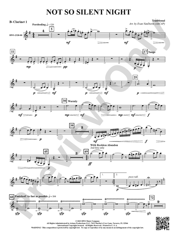 Not So Silent Night: 1st B-flat Clarinet: 1st B-flat Clarinet Part ...