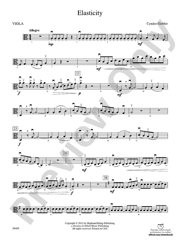 Elasticity: Viola: Viola Part - Digital Sheet Music Download
