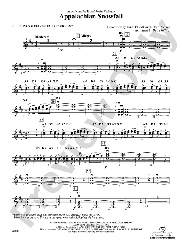 Appalachian Snowfall: Electric Guitar: Electric Guitar Part - Digital ...