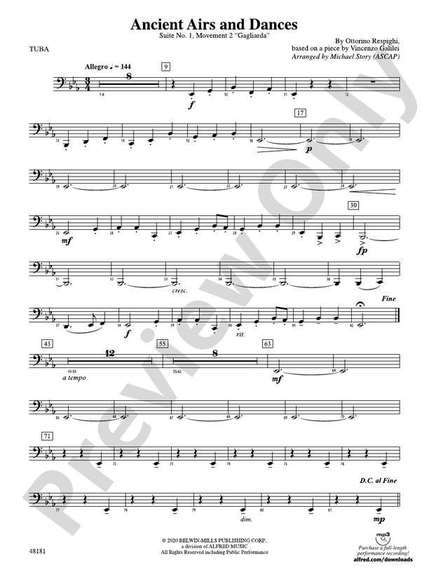 Ancient Airs and Dances: Tuba: Tuba Part - Digital Sheet Music Download
